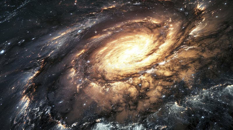 Cosmos, Space and Spiral Universe on Black Background with Light ...