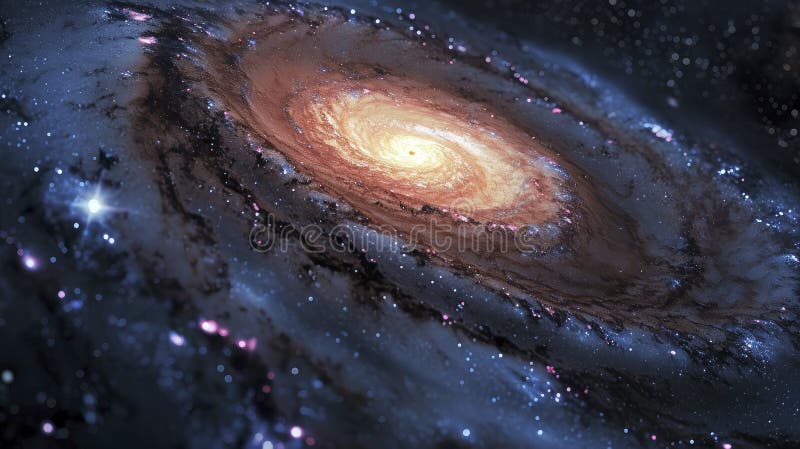 Cosmos, Space and Spiral Universe on Black Background with Light ...
