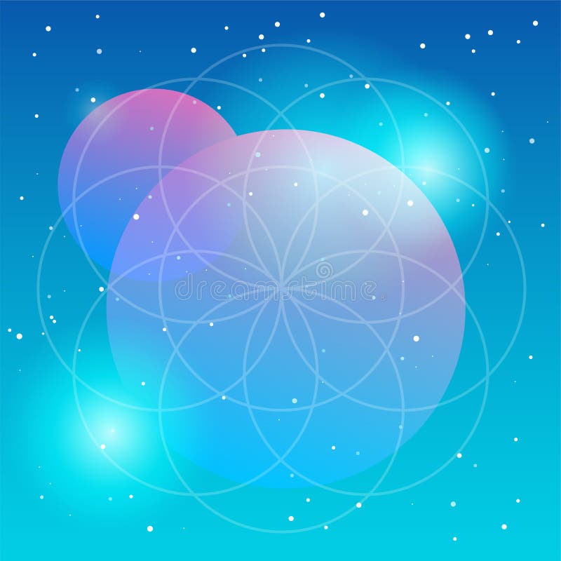 Cosmos, Space Vector Flat Illustration of Two Planets on a Blue Sky ...