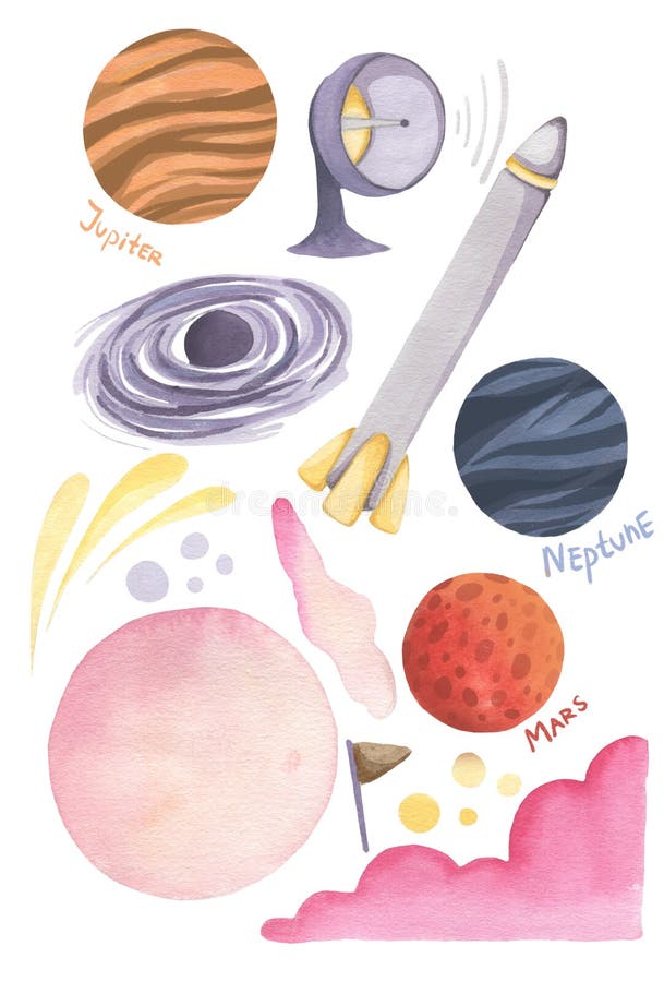 Cosmos Theme Objects Set. Planets and Outer Space Things. Stock ...