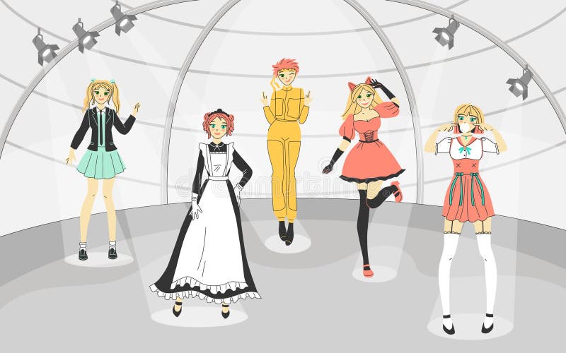 Cosplay Anime Background stock illustration. Illustration of symbol ...