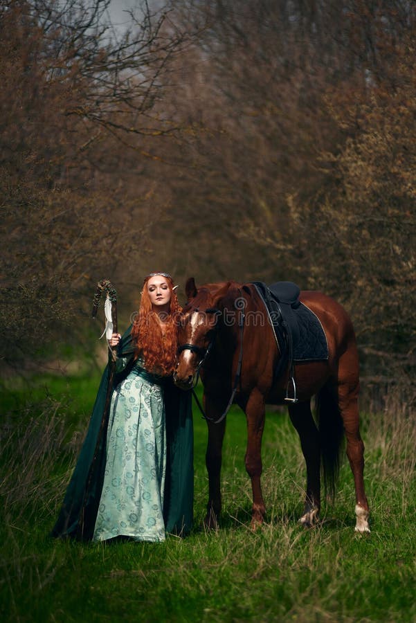 Cosplay Girl Elf in the Forest Stock Image - Image of nature, young ...