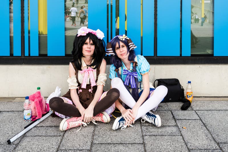 Cosplayers Resting during Comic Con Germany in Stuttgart Editorial ...