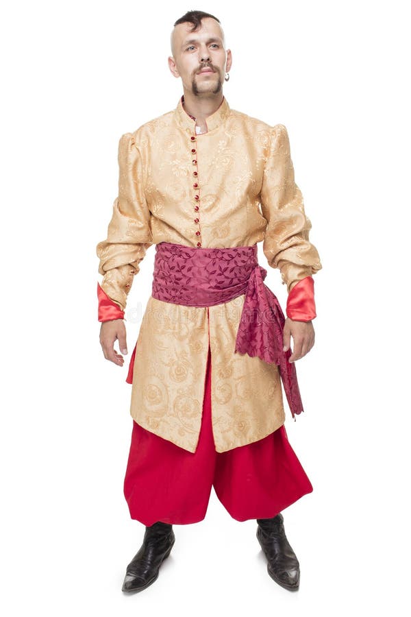 One Cossack in White Background. Isolated, Costume, Uniform, Warrior ...