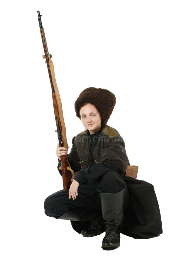 Russian Cossack Standing At Attention. Stock Image - Image of historic ...