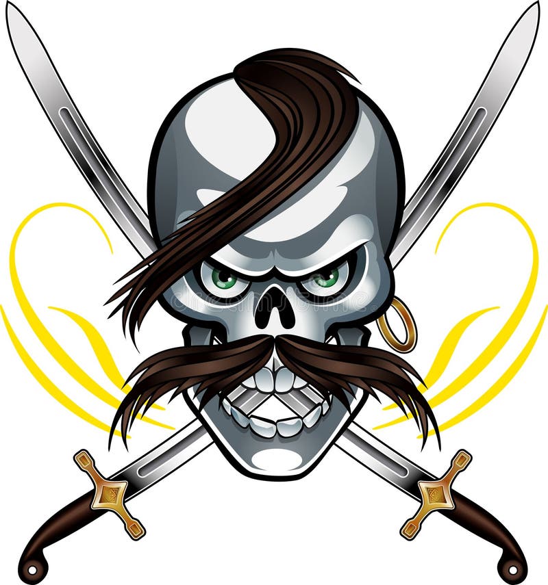 Cossack Skull with Crossed Shashka Sabre Stock Vector - Illustration of ...