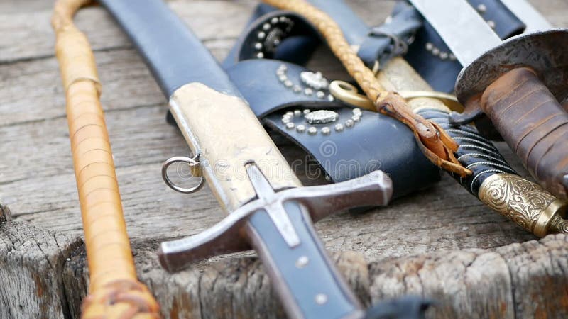 Cossack Sword with Knives and Sword Belt. Stock Footage - Video of ...