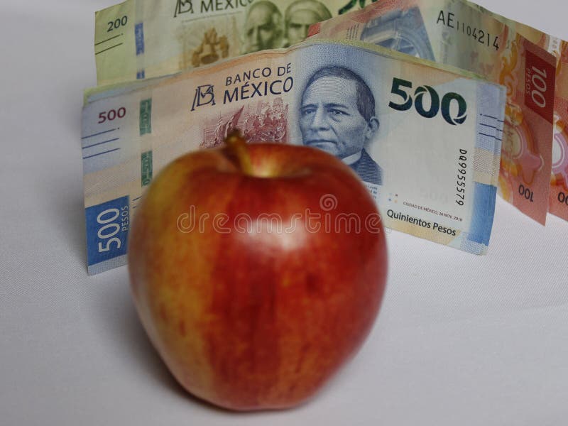 Cost of Apples with Mexican Money Stock Image - Image of note, banknote ...