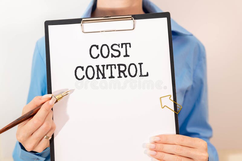 Cost Control Concept Torn Paper Notebook Against Background Stock ...