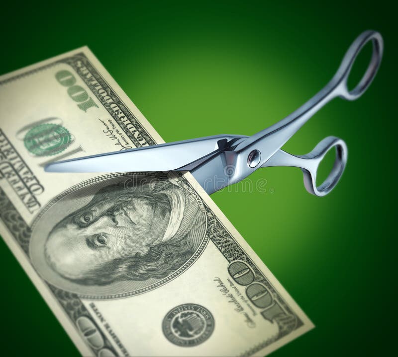 Hands with Scissors Cutting Money Stock Photo - Image of abstract, idea ...