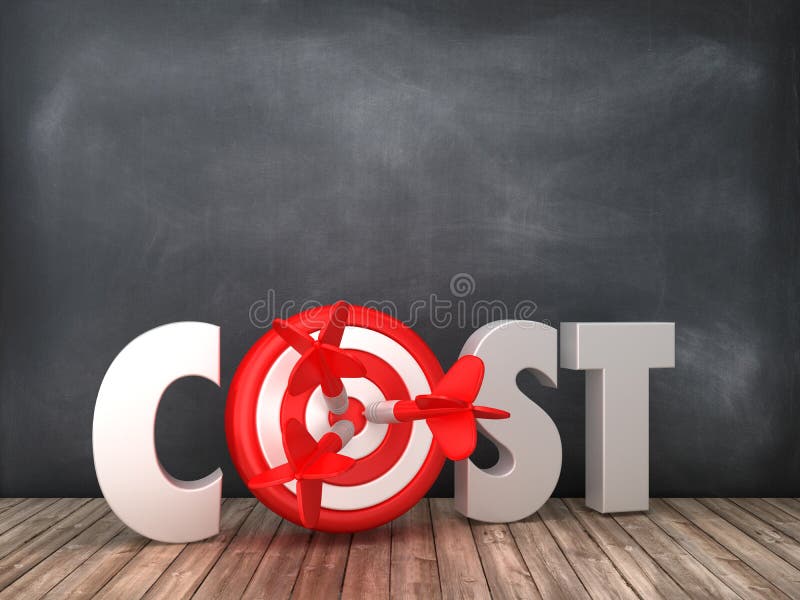 COST 3D Word with Target on Chalkboard Background Stock Illustration ...