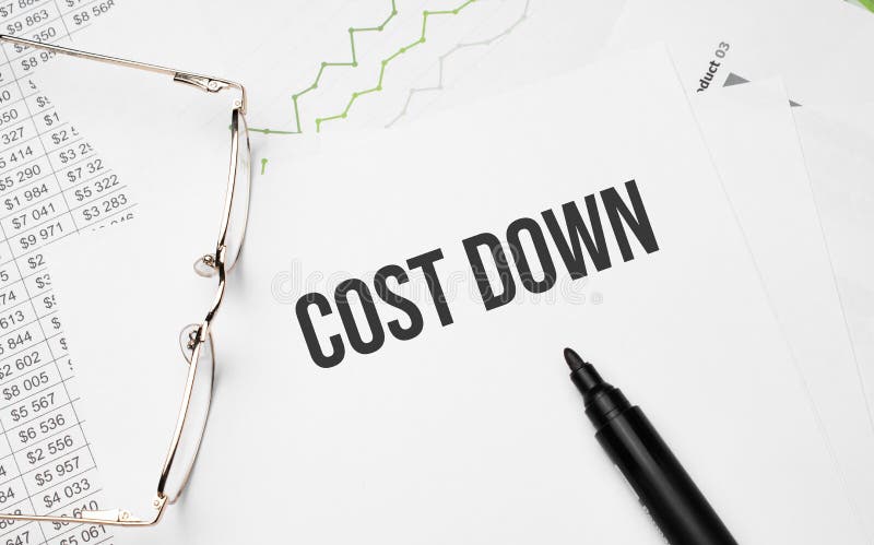 Cost Down Words and Pie Chart Stock Image - Image of management, green ...