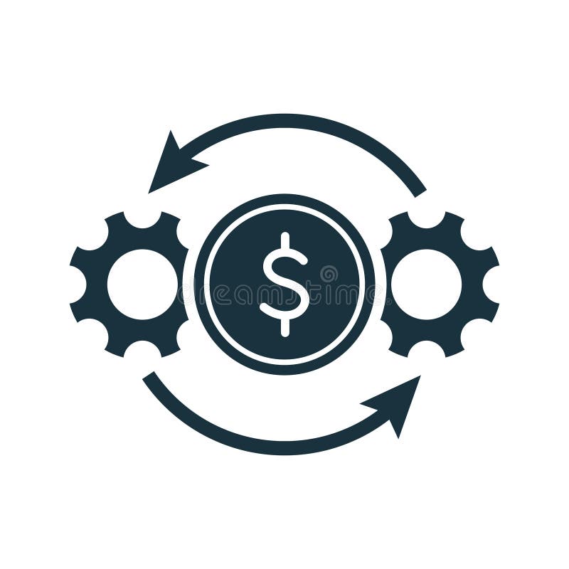 Cost Effective Icon. Cogwheels, Gears and Dollar Symbol. Efficiency and ...