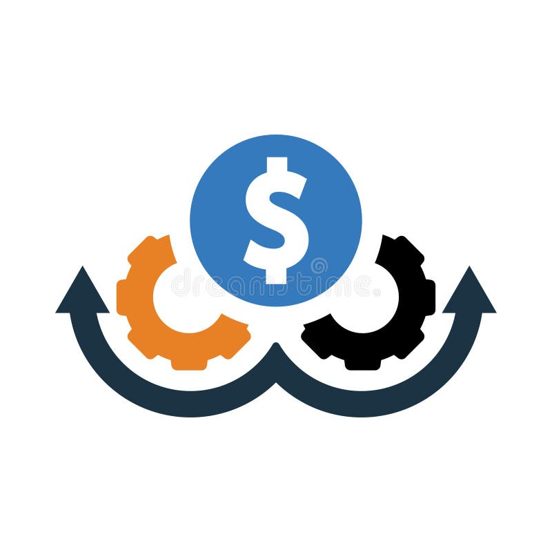 Cost Effective Line Icon. Cogwheels, Gears and Dollar, Efficiency and Optimization Line Icon ...
