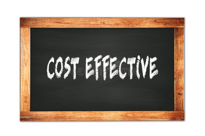 COST EFFECTIVE Text Written on Wooden Frame School Blackboard Stock ...