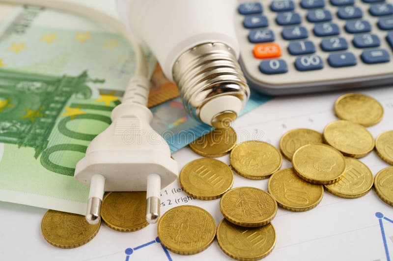 Cost of Electric Utilities with Light Bulb for Payment Stock Image ...
