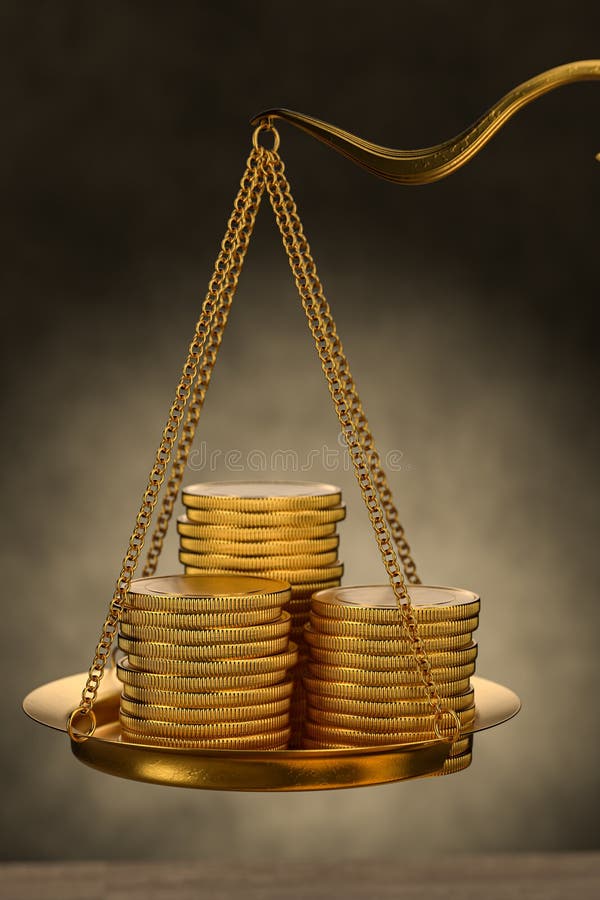 Cost Estimation Concept. Stock of Gold Coins on the Scales Stock ...