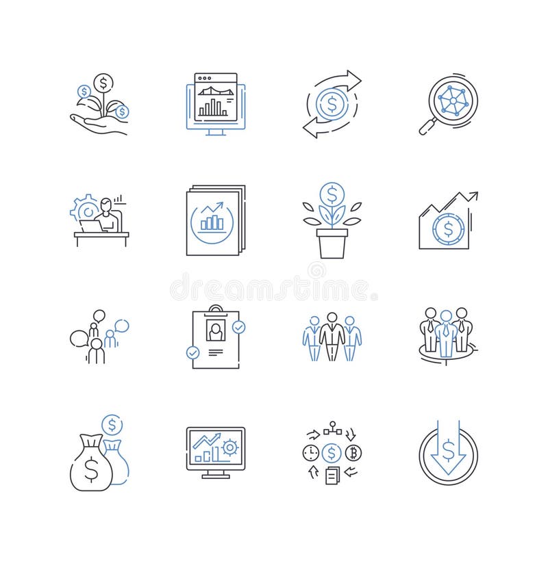 Cost Management Line Icons Collection Budgeting Expense Control