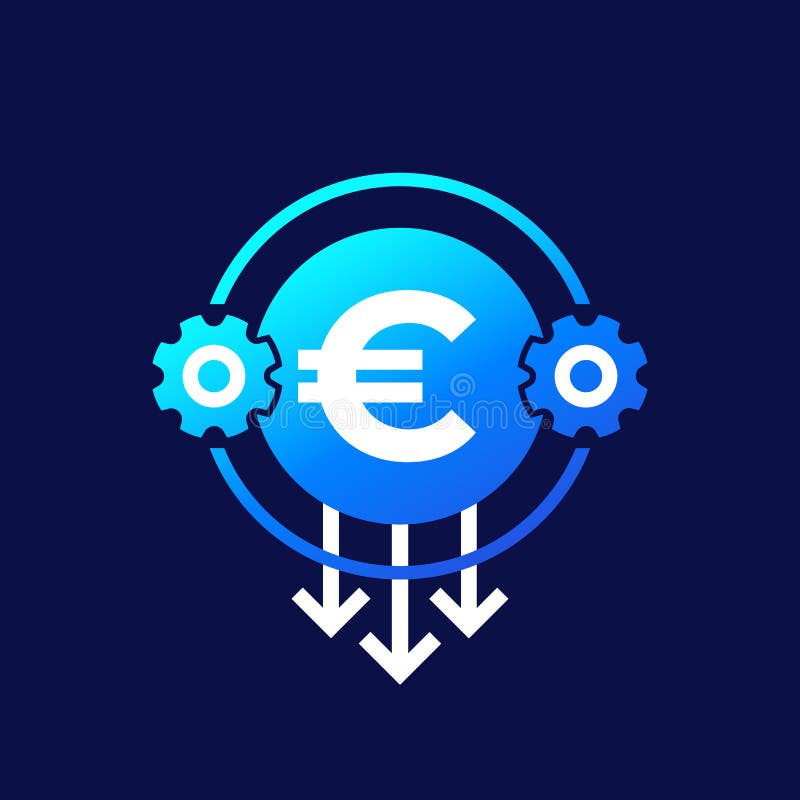 Cost Optimization and Reduction Icon with Euro Stock Vector ...
