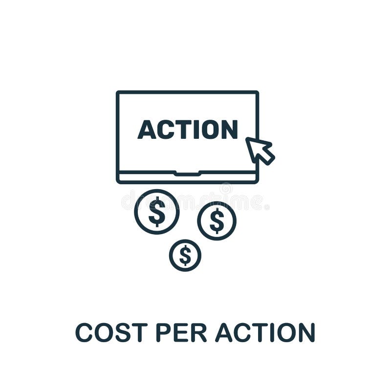 Cost Per Action Outline Icon. Thin Line Concept Element from Content ...