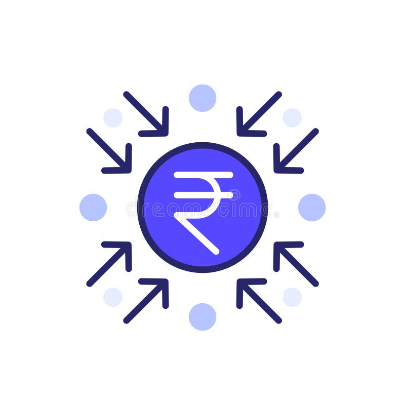 Cost Reducing and Optimization Icon with Rupee Stock Vector ...