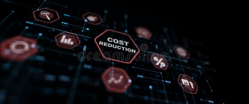 Cost Reduction Business Finance Concept on Abstract Virtual Screen ...