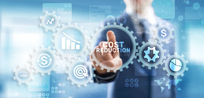Cost Reduction Business Finance Concept on Virtual Screen. Stock ...
