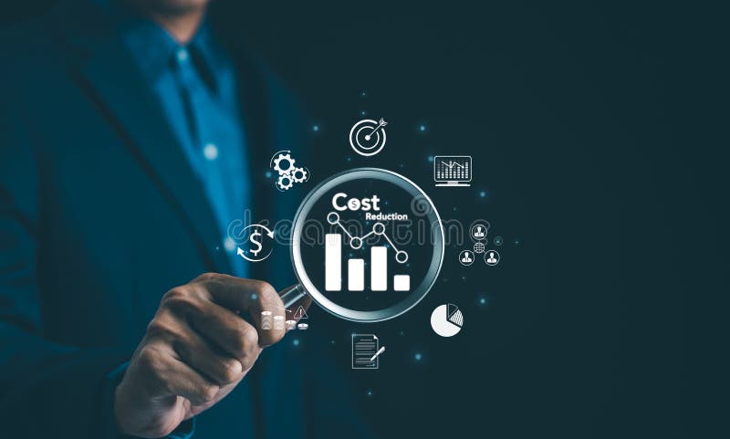 Cost Reduction Concept. Company Cost Saving. Cost Wording on Decrease ...