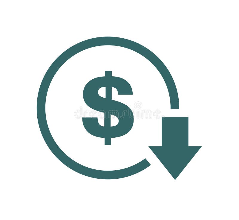 Cost Reduction- Decrease Icon. Vector Symbol Image Isolated on ...