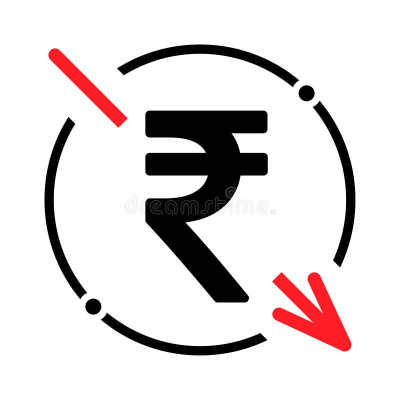 Rupee Reduction Symbol, Cost Decrease Icon. Reduce Debt Bussiness Sign ...