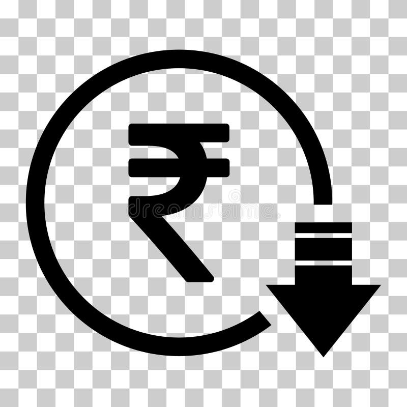 Cost Reduction- Decrease Rupee Icon. Vector Symbol Isolated on Background Stock Vector ...