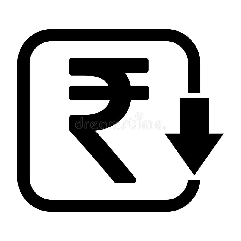 Cost Reduction- Decrease Rupee Icon. Vector Symbol Isolated on Background Stock Vector ...