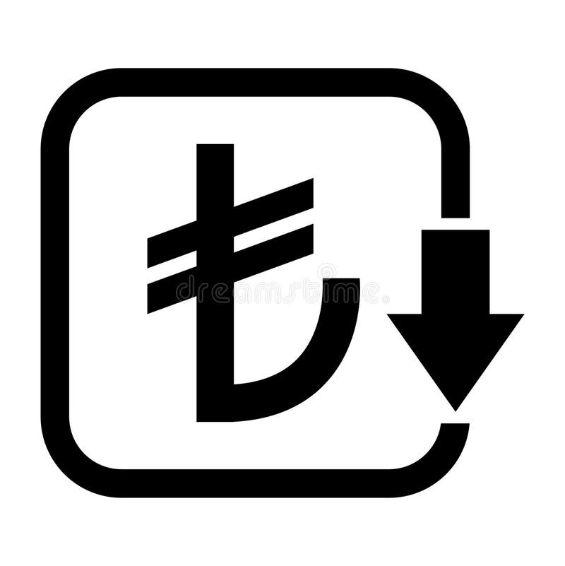 Cost Reduction- Decrease Turkish Lira Icon. Vector Symbol Isolated on Background Stock Vector ...