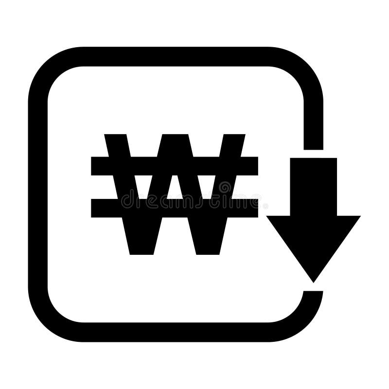 Cost Reduction- Decrease Won Icon. Vector Symbol Isolated on Background Stock Vector ...