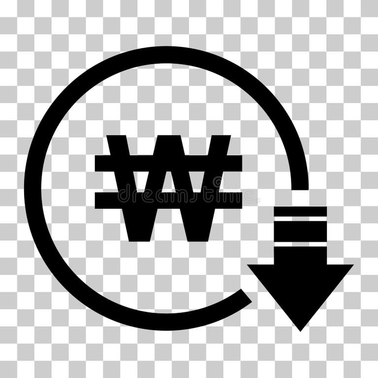 Cost Reduction- Decrease Won Icon. Vector Symbol Isolated on Background Stock Vector ...