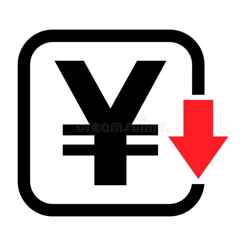 Cost Reduction- Decrease Yuan Icon. Vector Symbol Image Isolated on Background Stock Vector ...
