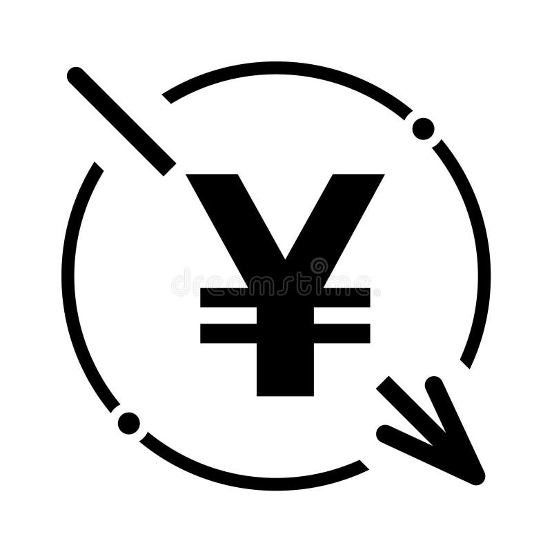 Cost Reduction- Decrease Yuan Icon. Vector Symbol Image Isolated on Background Stock Vector ...
