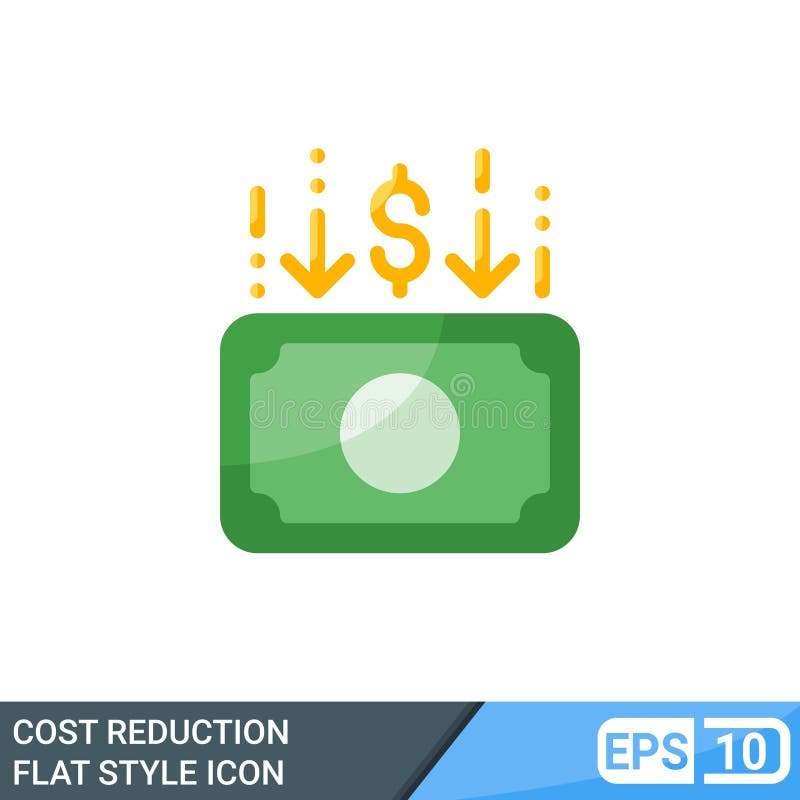 Cost Reduction Icon in Flat Style Stock Vector - Illustration of bank ...