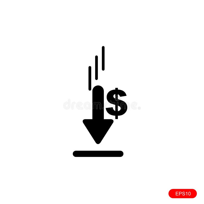 Cost Reduction Icon Flat . Dollar Down Icon Vector Stock Vector ...