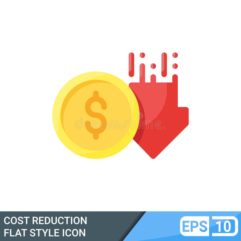 Cost Reduction Icon in Flat Style Stock Vector - Illustration of decrease, crisis: 222045483