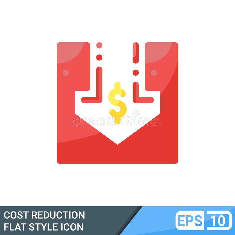 Cost Reduction Icon In Flat Style Stock Vector - Illustration of price ...