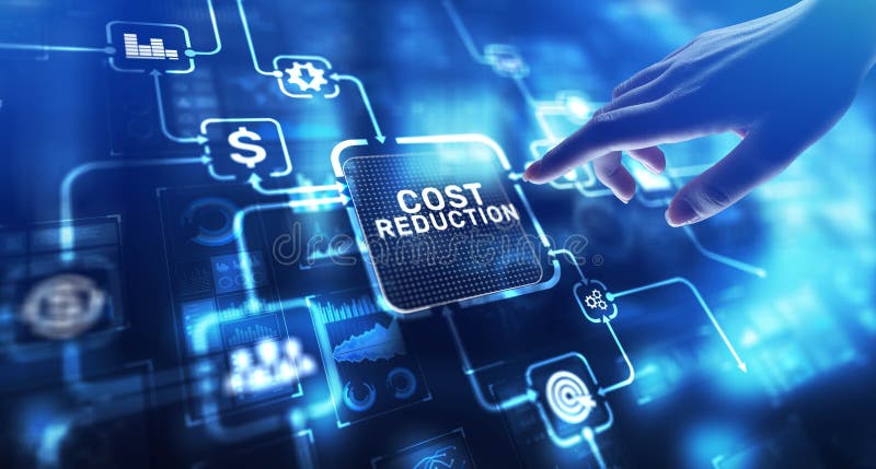 Cost Reduction Minimizing Expenses and Increasing Efficiency, Projection on a Virtual Screen ...