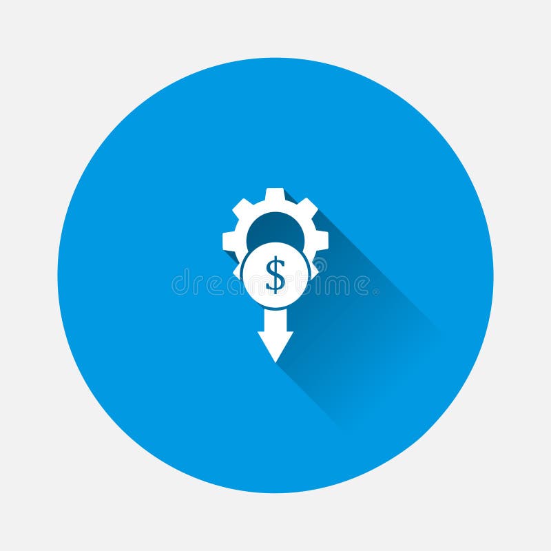 Cost Reduction Vector Icon on Blue Background. Flat Image with Long ...