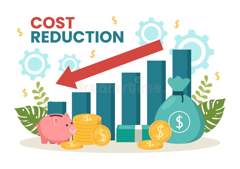Cost Reduction Vector Illustration with Decrease, Price Minimising or ...
