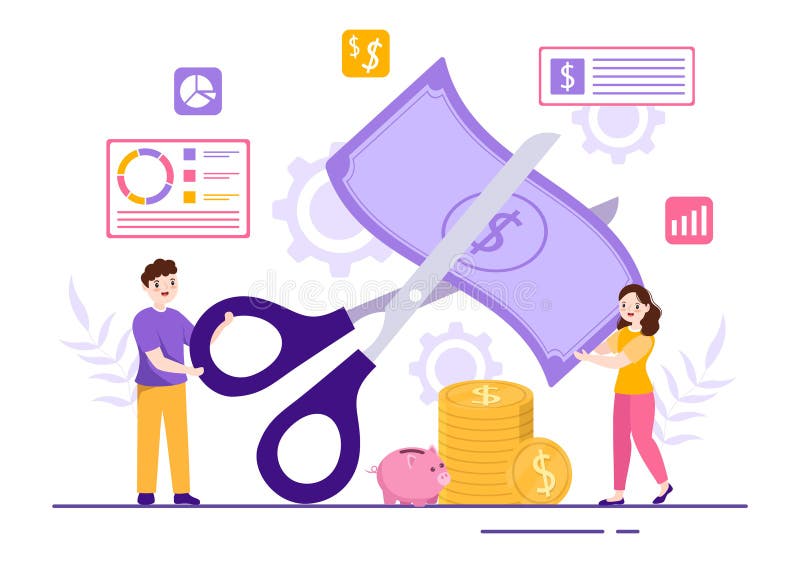 Cost Reduction Vector Illustration with Decrease, Price Minimising or ...
