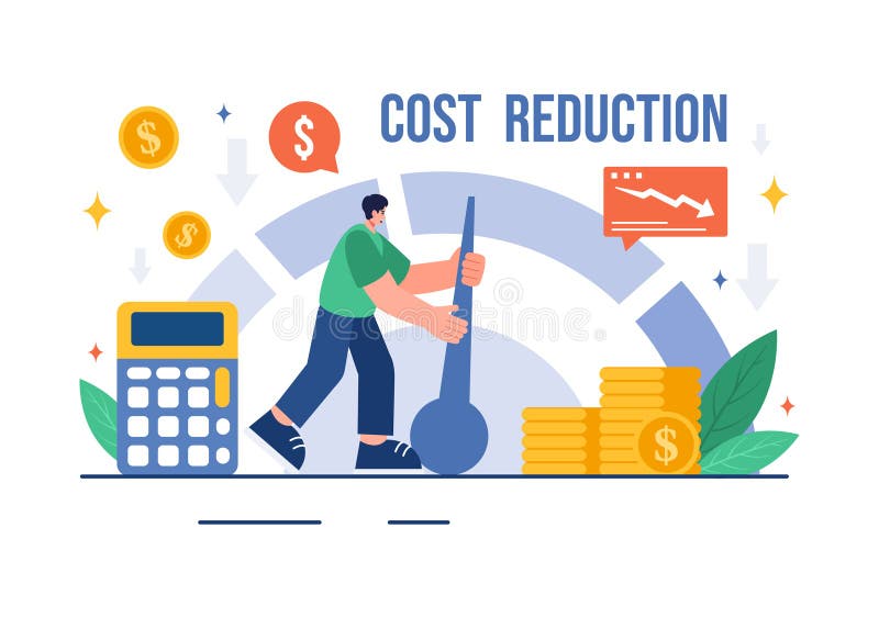 Cost Reduction Vector Illustration Depicting Decrease, Price ...