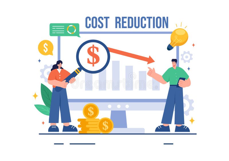 Cost Reduction Vector Illustration Depicting Decrease, Price ...
