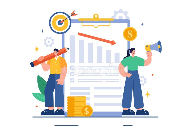 Cost Reduction Vector Illustration Depicting Decrease, Price ...