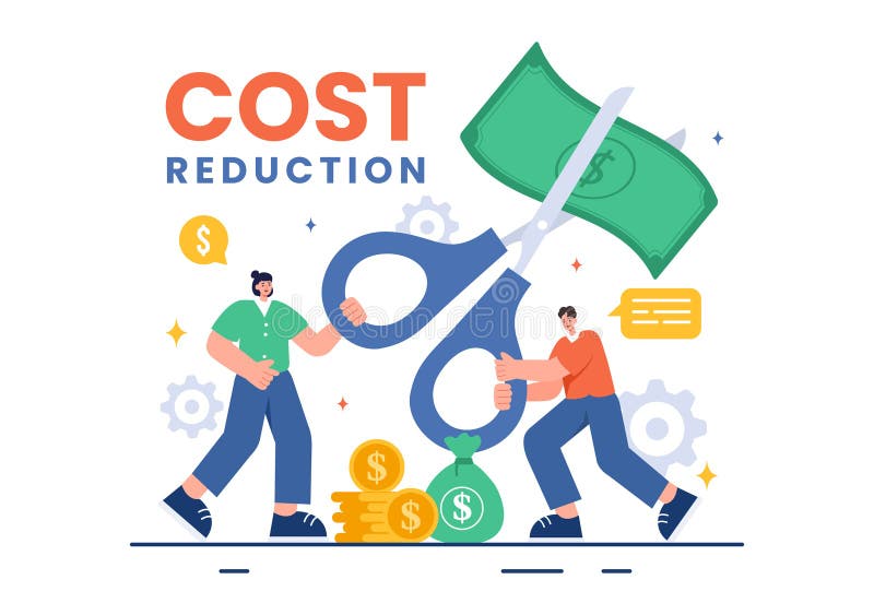 Cost Reduction Vector Illustration Depicting Decrease, Price ...
