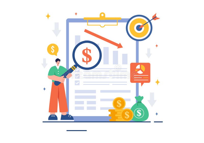 Cost Reduction Vector Illustration Depicting Decrease, Price ...